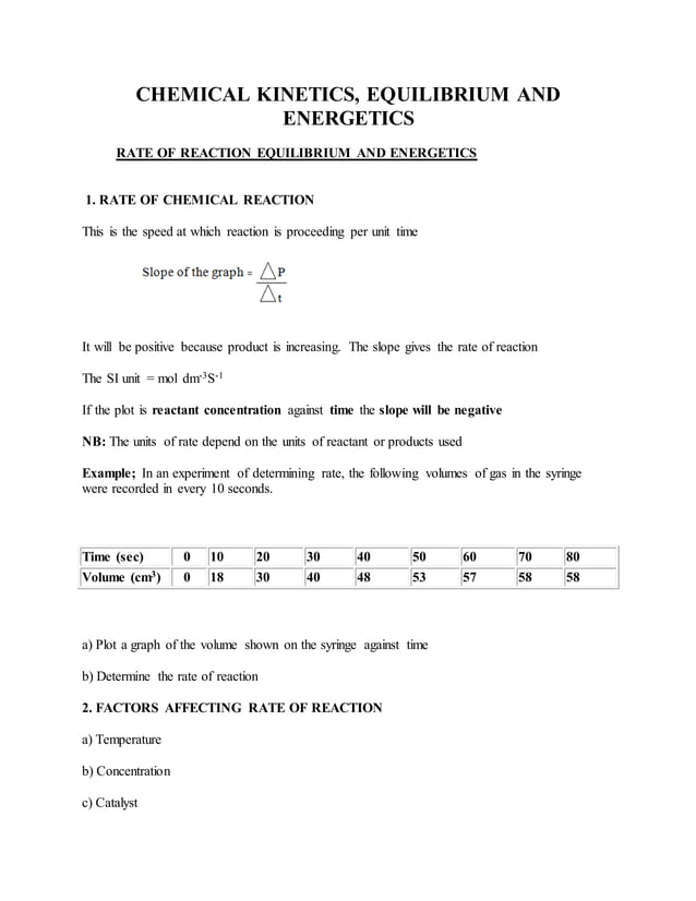 Chemical kinetics, equilibrium and energetics | DOCX