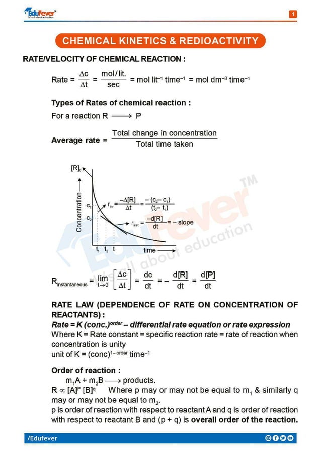 Chemical Kinetics & Radioactivity - Chemistry Revision Notes | PDF