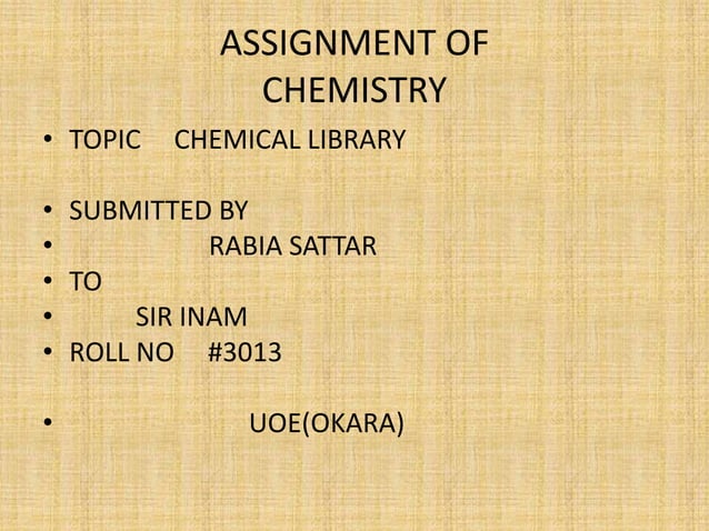 Chemical library | PPTX | Chemistry | Science