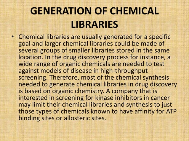 Chemical library | PPTX | Chemistry | Science