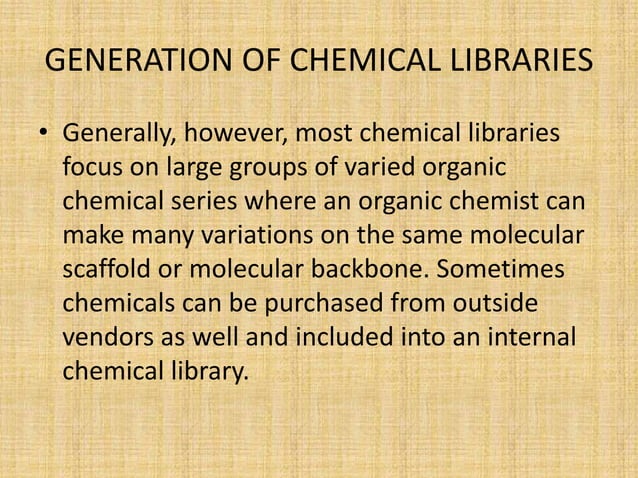 Chemical library | PPTX | Chemistry | Science