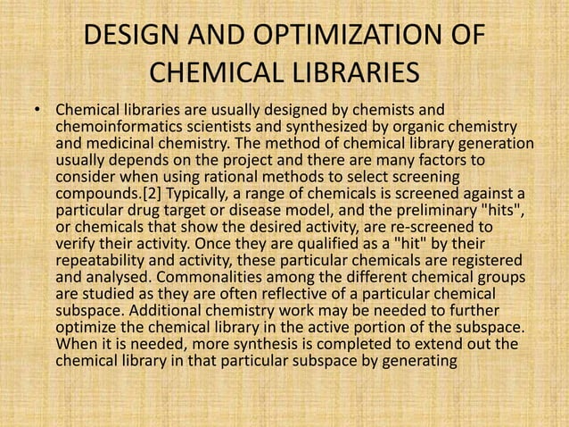 Chemical library | PPTX | Chemistry | Science