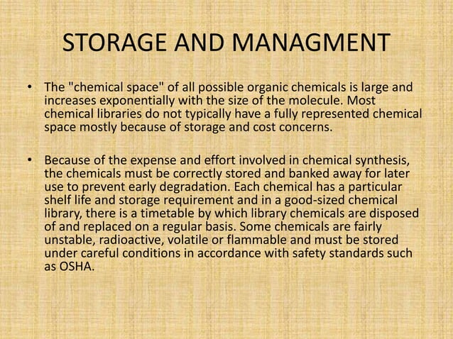 Chemical library | PPTX | Chemistry | Science