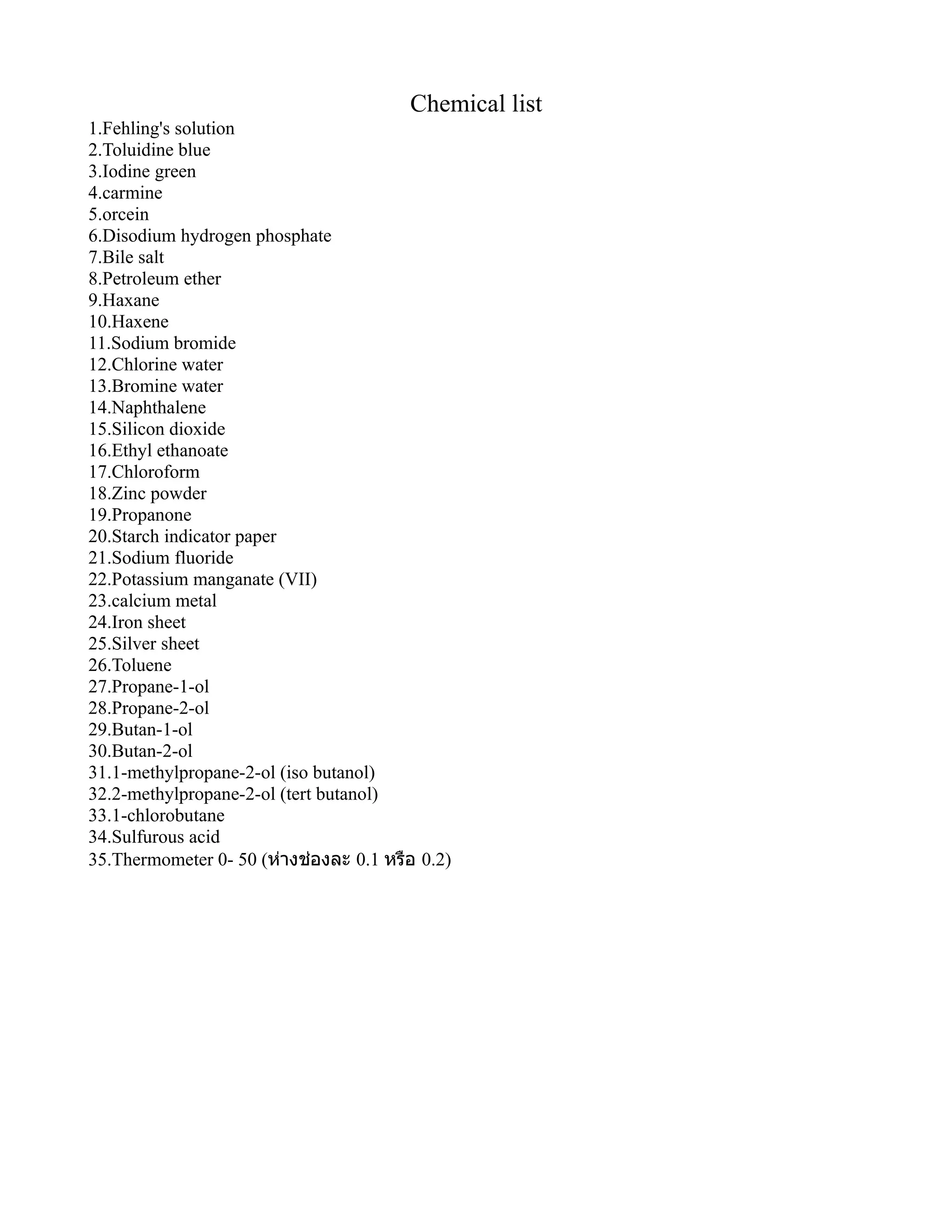 Chemical List | PDF