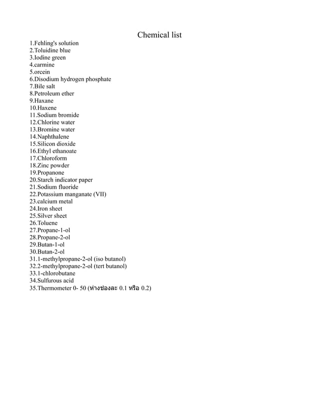 Chemical List | PDF