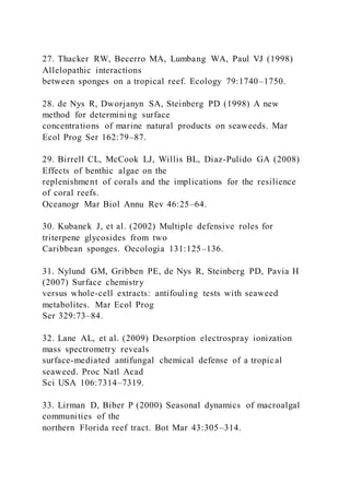 Chemically rich seaweeds poison corals when notcontrolled by | PDF