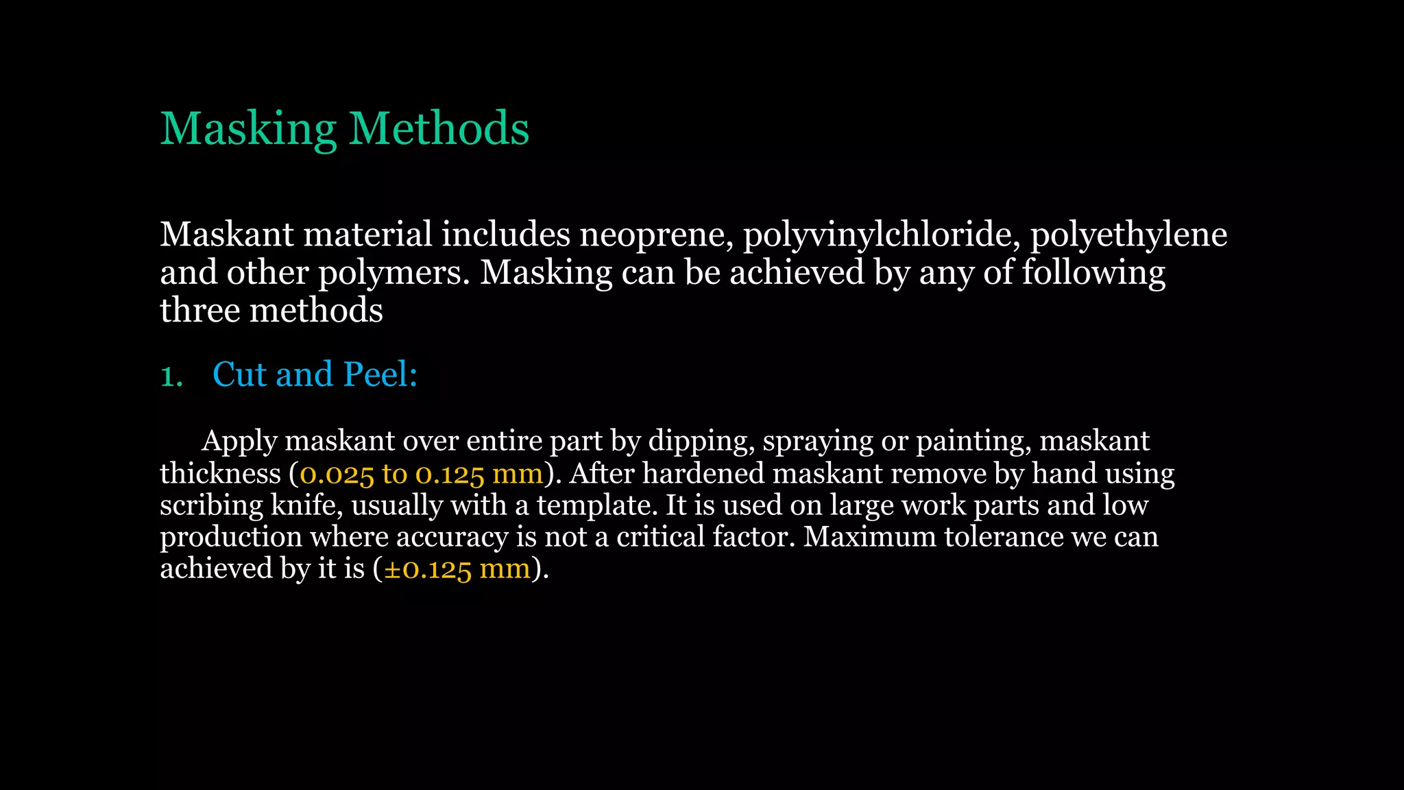Chemical Machining Process and its Types. | PPTX