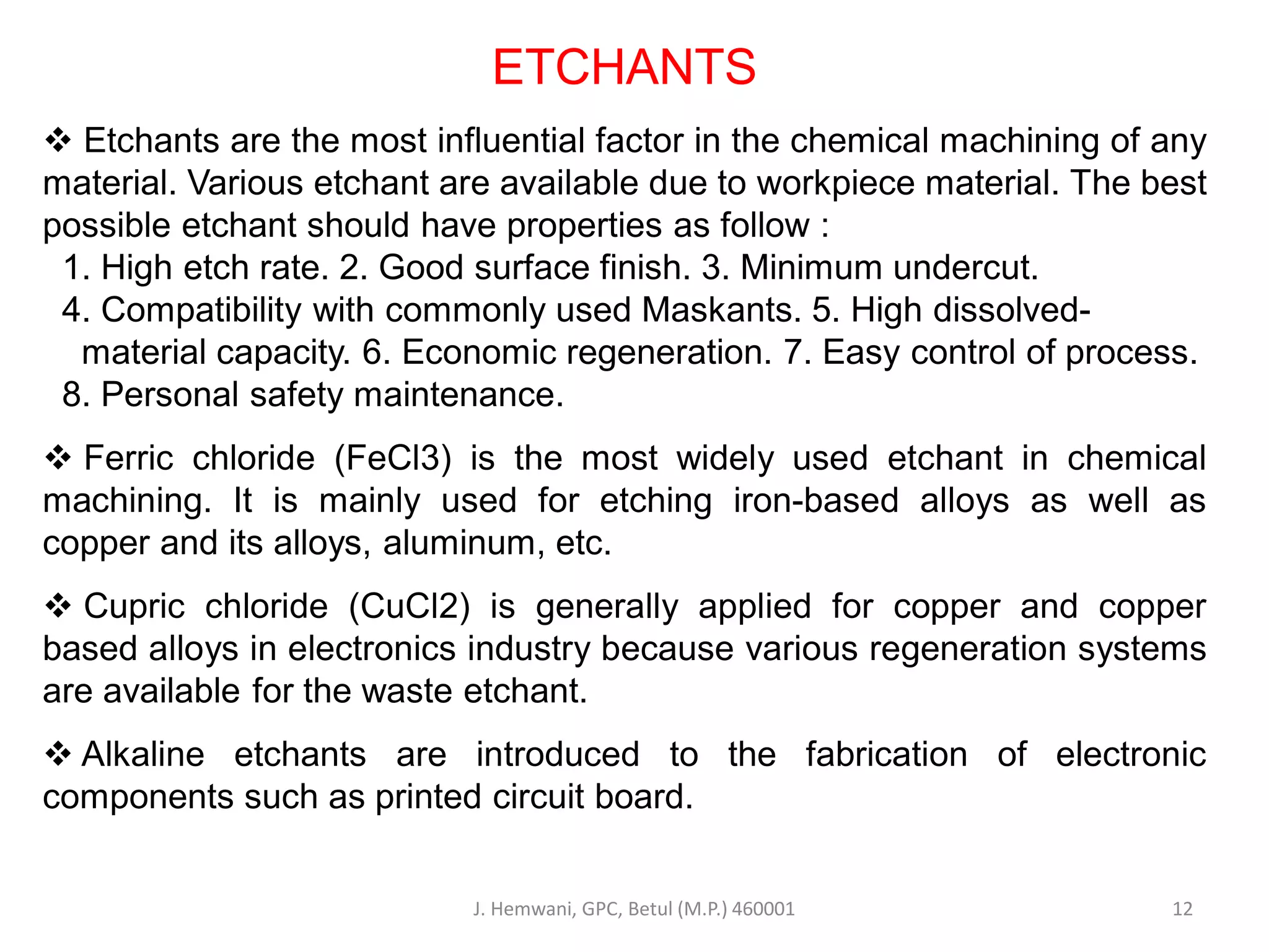 Chemical machining | PPT
