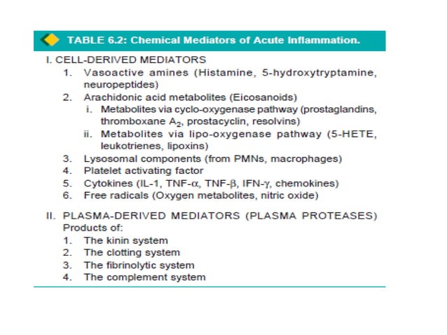 Chemical mediators of inflammation | PPTX | Blood Disorders | Diseases ...