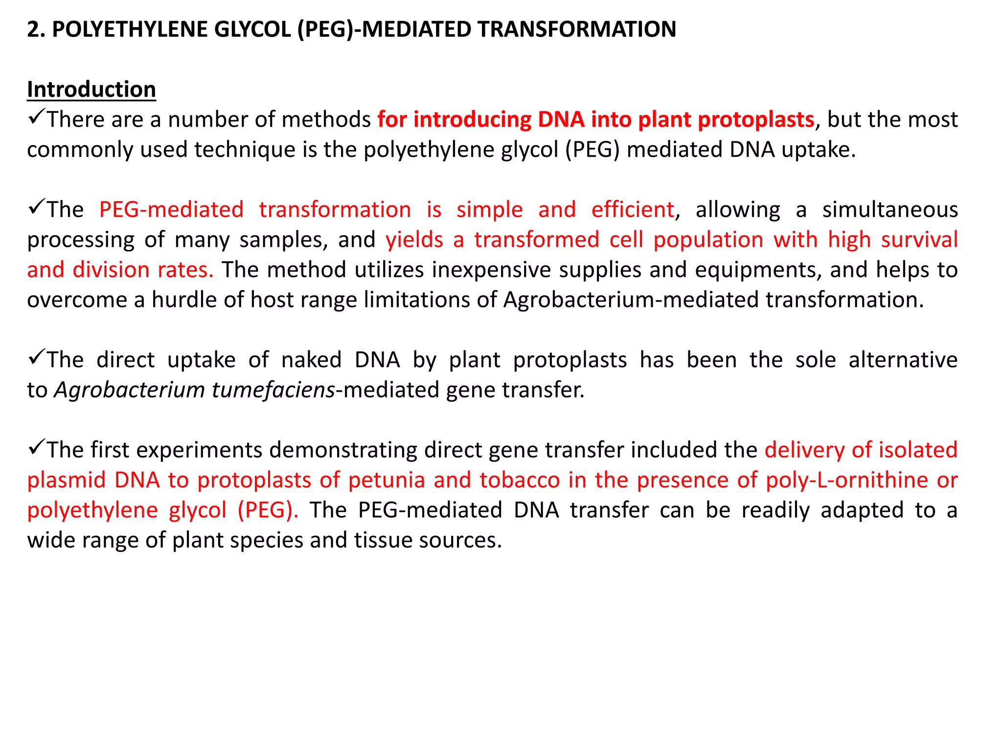 Chemical method of transformation | PDF