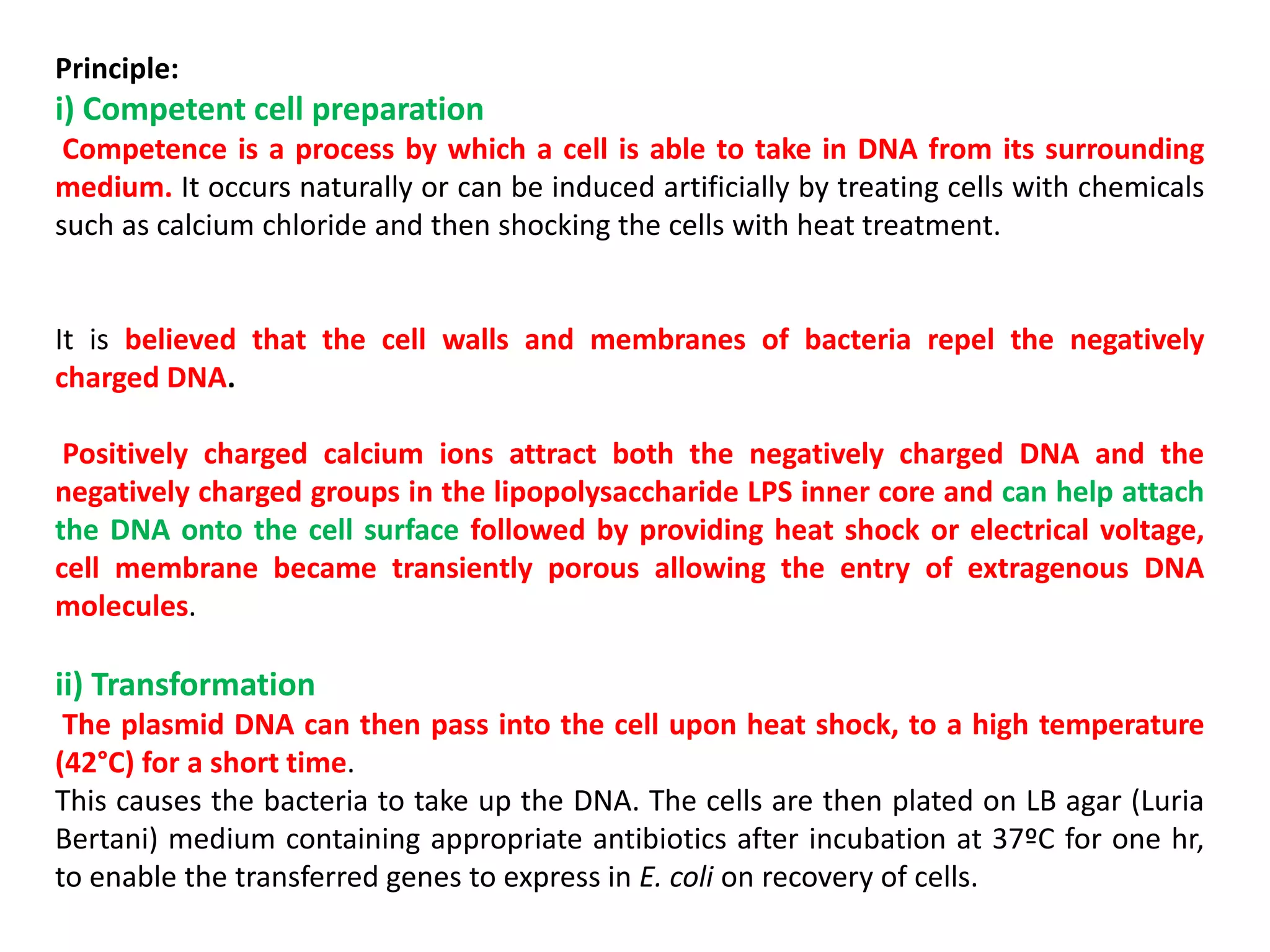 Chemical method of transformation | PDF