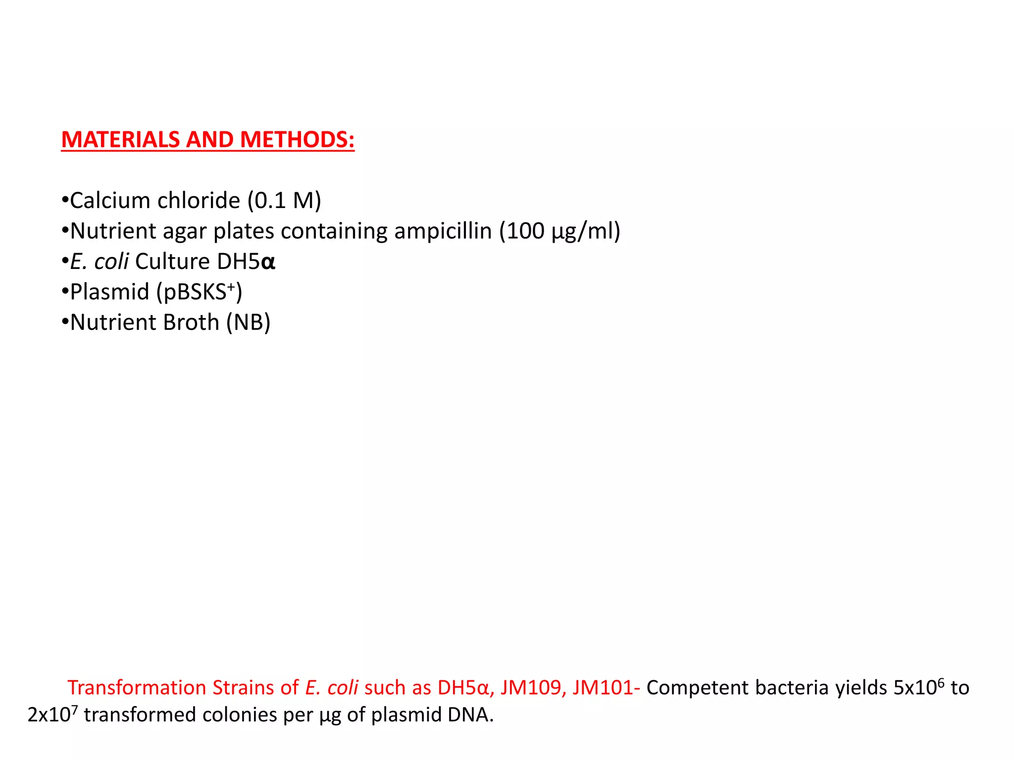 Chemical method of transformation | PDF