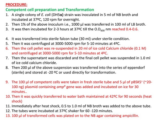 Chemical method of transformation | PDF | Biological Sciences | Science