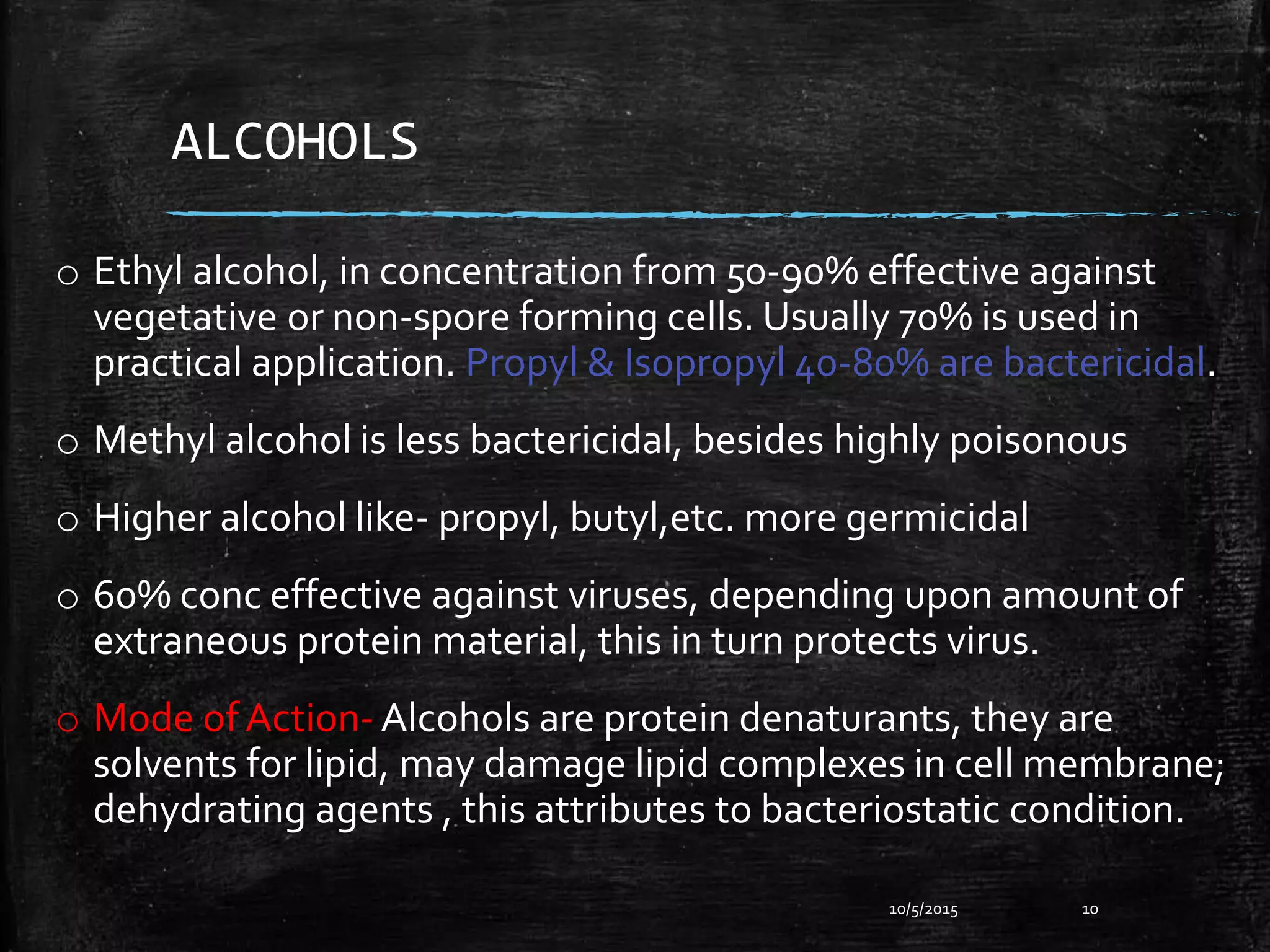 Chemical methods for controlling micro organisms | PPTX