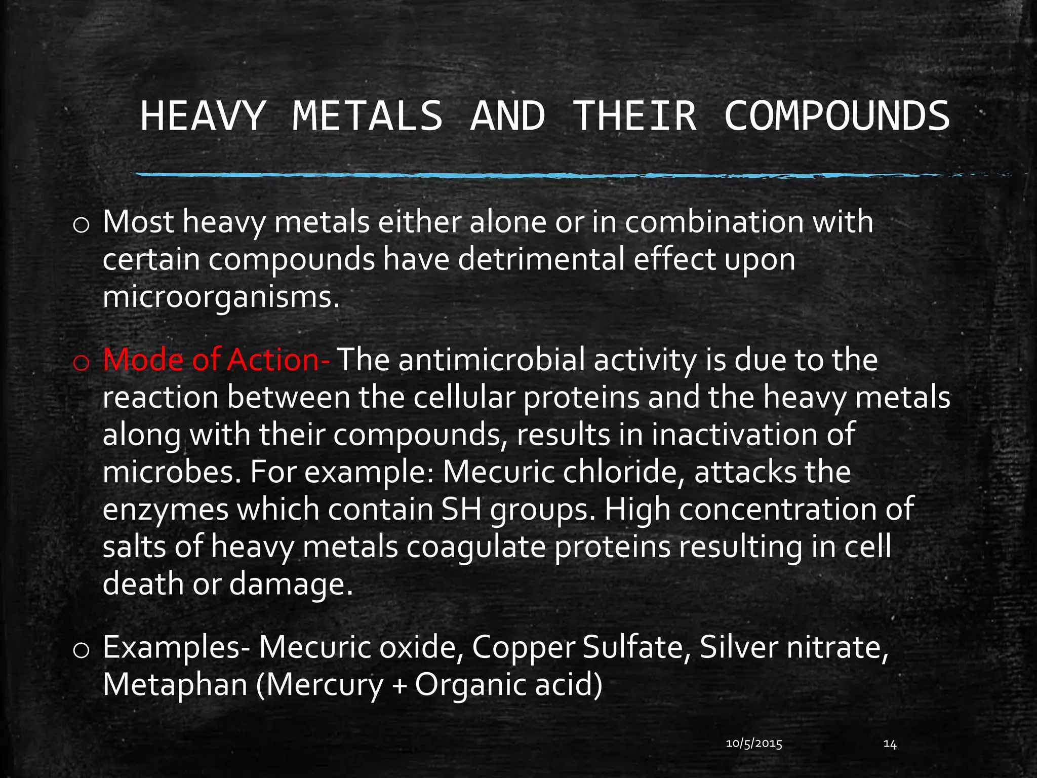 Chemical methods for controlling micro organisms | PPTX
