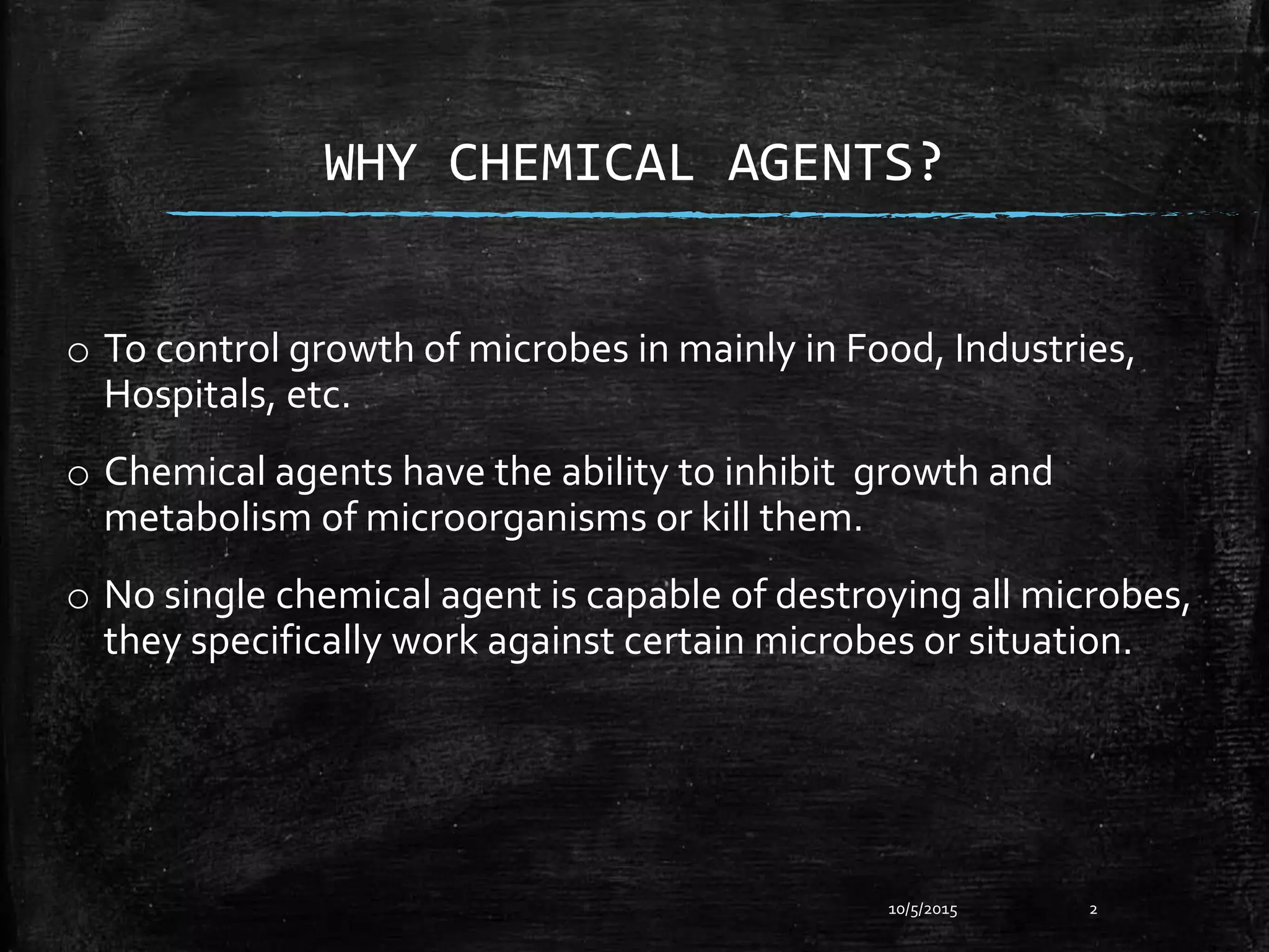 Chemical methods for controlling micro organisms | PPTX