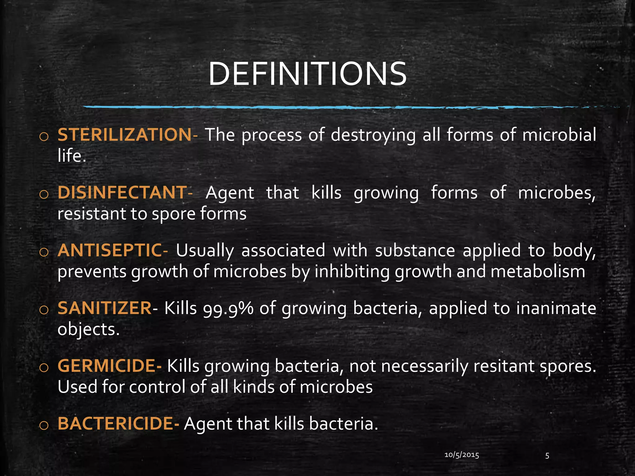 Chemical methods for controlling micro organisms | PPTX