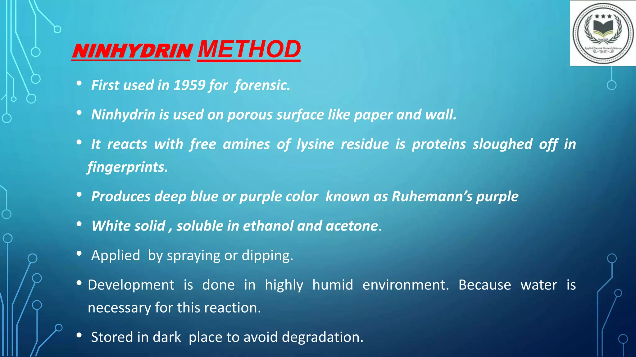 Chemical Methods To Develop Latent Fingerprintpptx