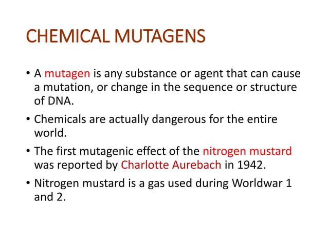 CHEMICAL MUTAGENIC AGENTS | PPTX | Chemistry | Science