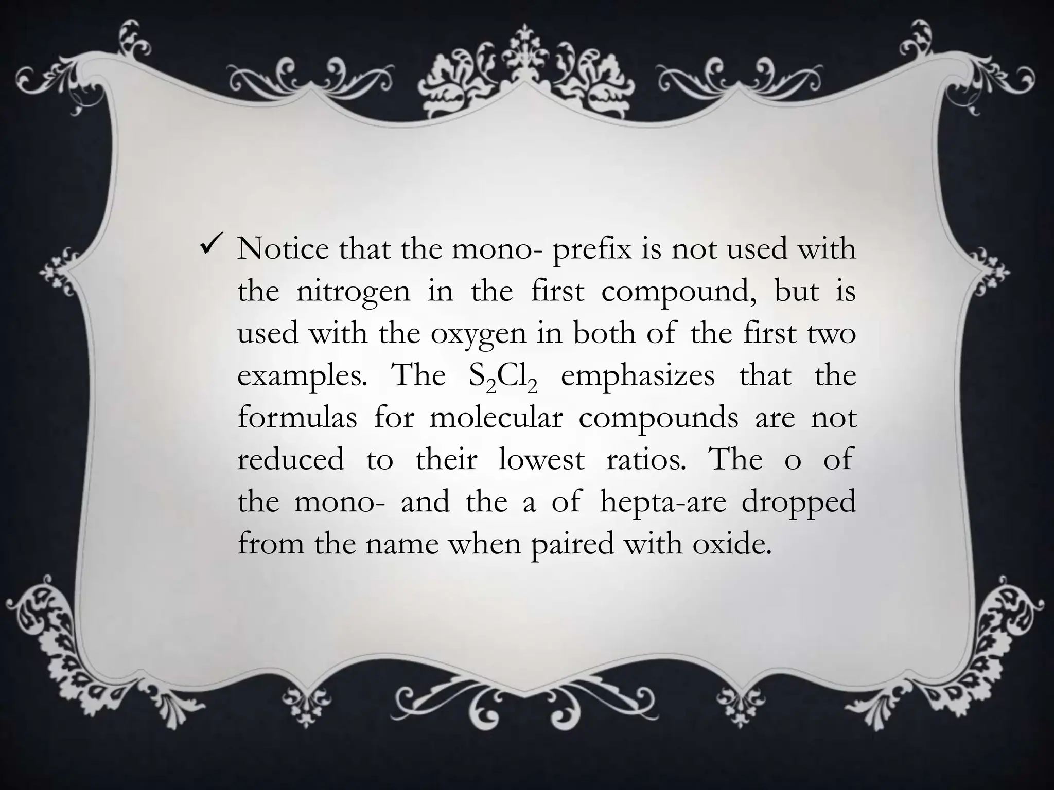 CHEMICAL NAMES AND FORMULAS naming and presentation | PPTX