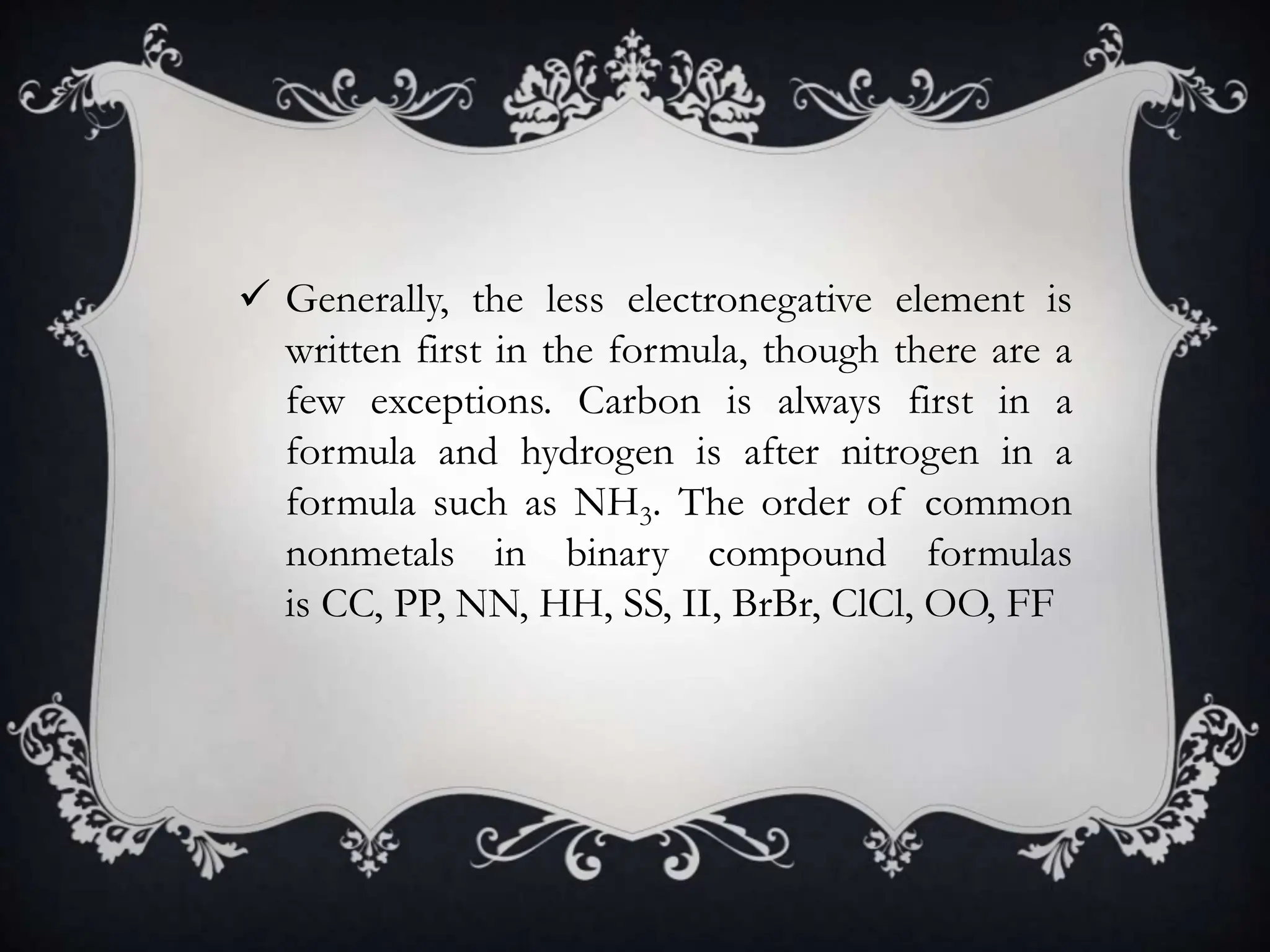 CHEMICAL NAMES AND FORMULAS naming and presentation | PPTX