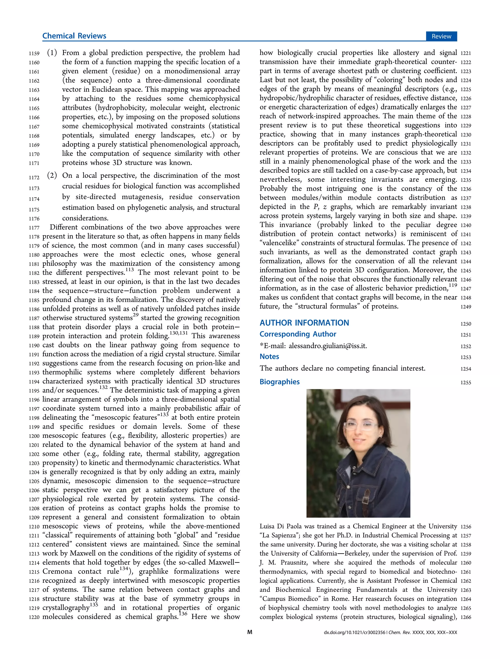 Protein Contact Networks: An Emerging Paradigm in Chemistry | PDF