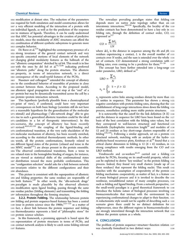 Protein Contact Networks: An Emerging Paradigm in Chemistry | PDF