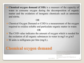 Chemical oxygen demand. mujahid hussain | PPTX