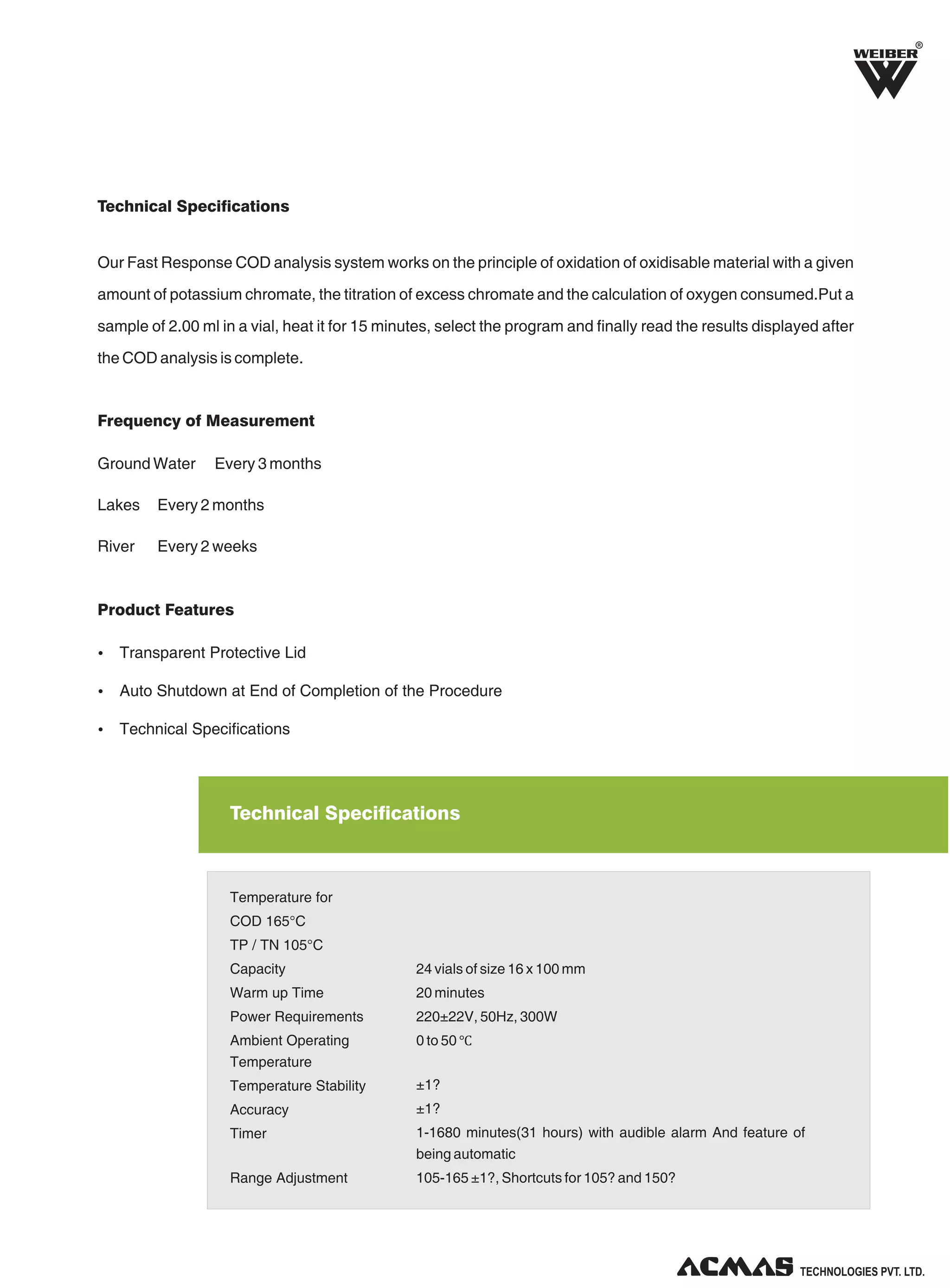 Chemical Oxygen Demand (COD) Analysis System by ACMAS Technologies Pvt ...