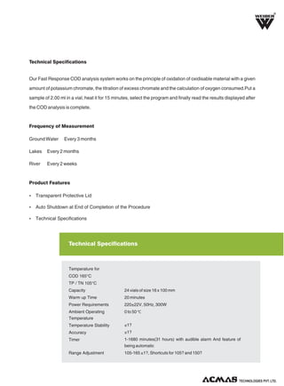 Chemical Oxygen Demand (COD) Analysis System by ACMAS Technologies Pvt ...