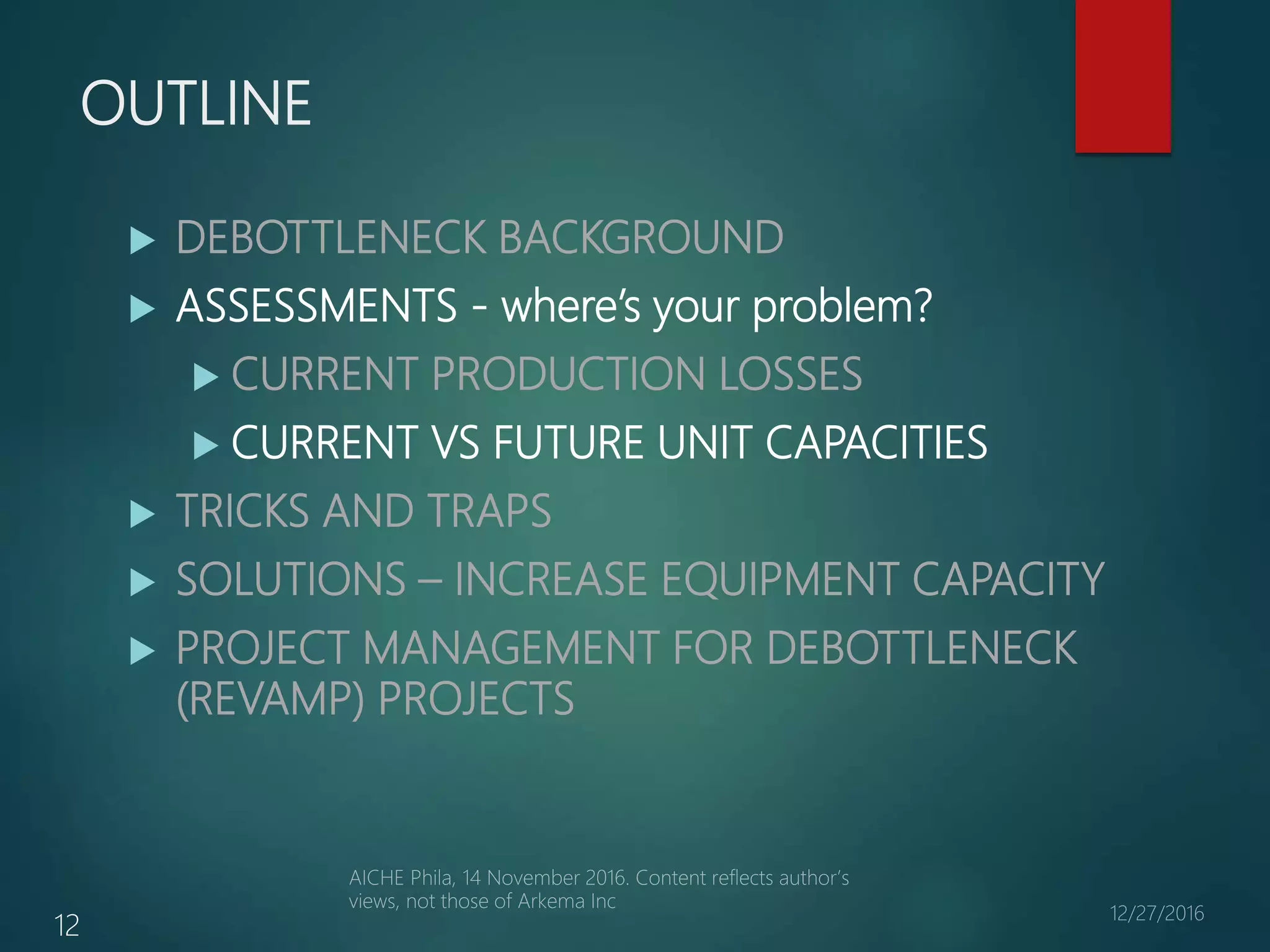 Chemical process debottlenecking | PPTX