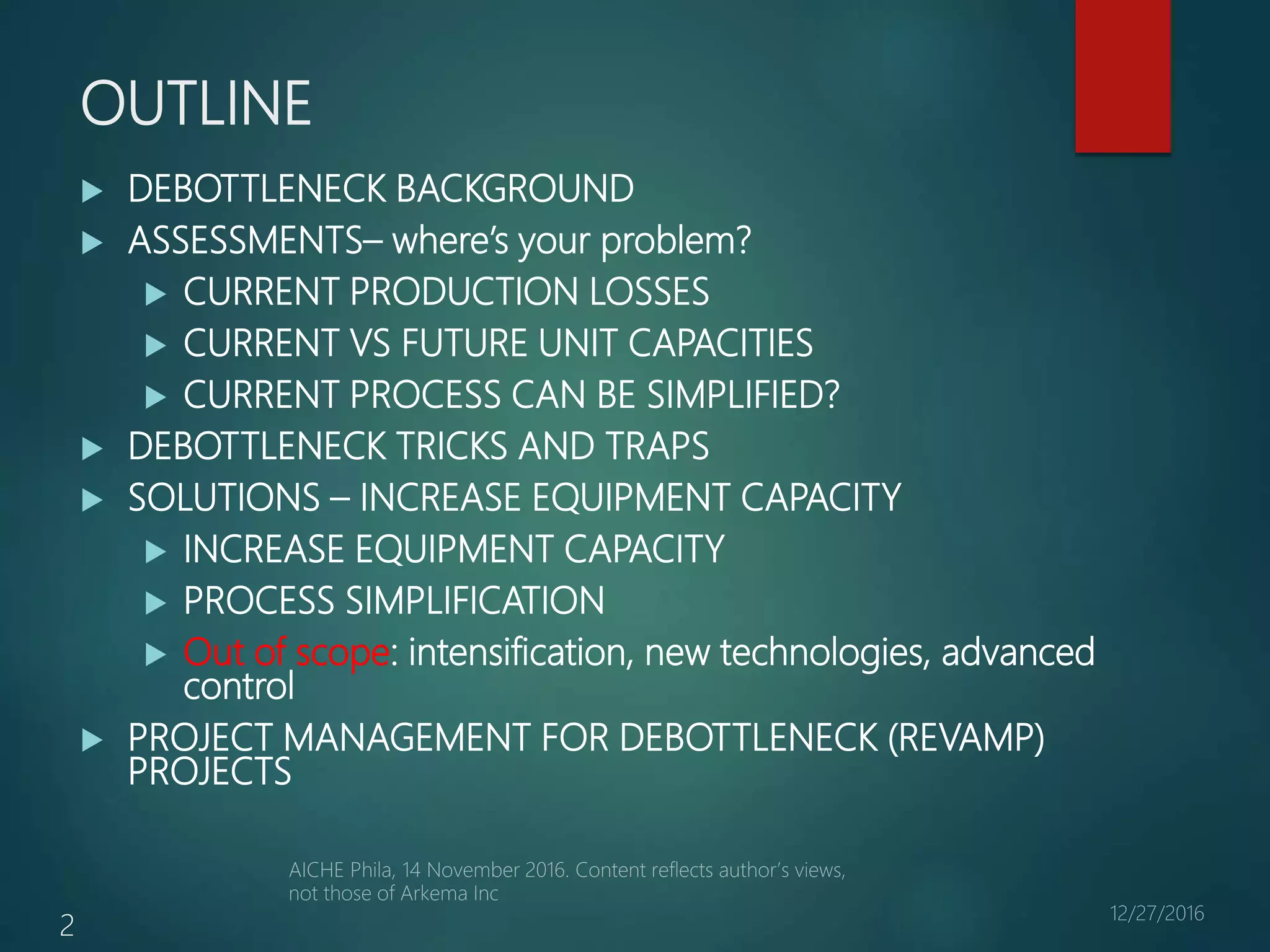 Chemical process debottlenecking | PPTX