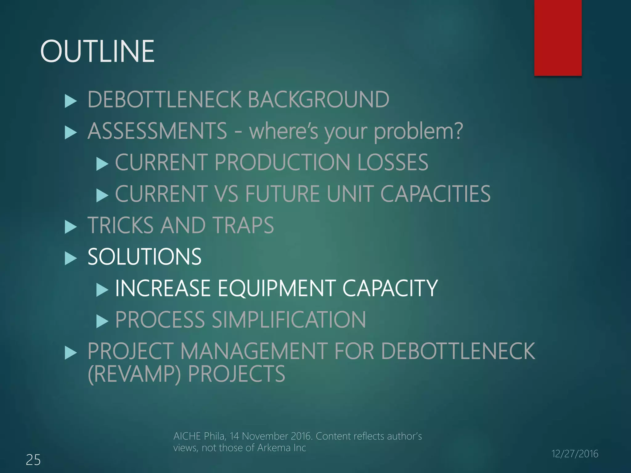 Chemical process debottlenecking | PPTX