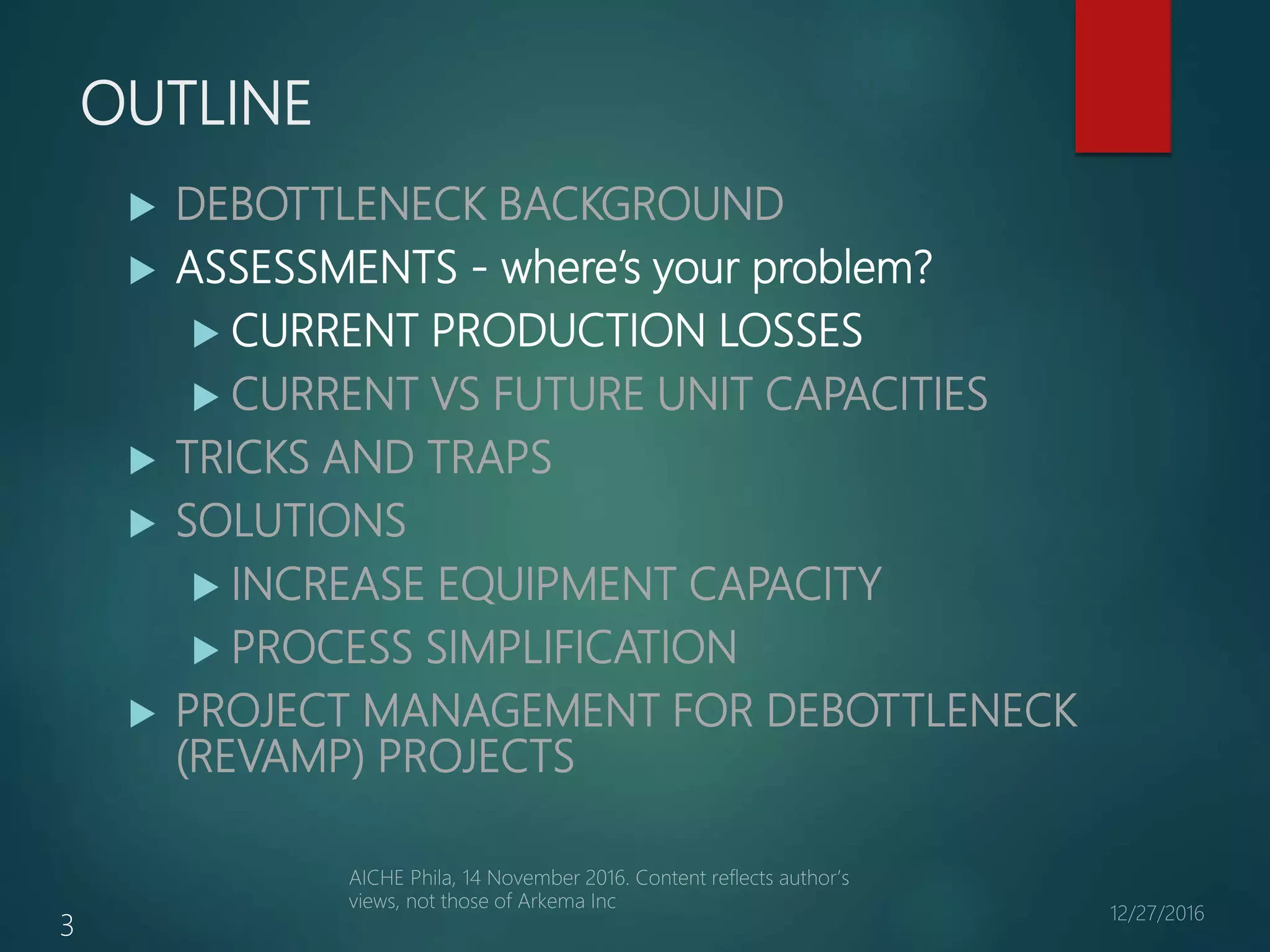 Chemical process debottlenecking | PPTX