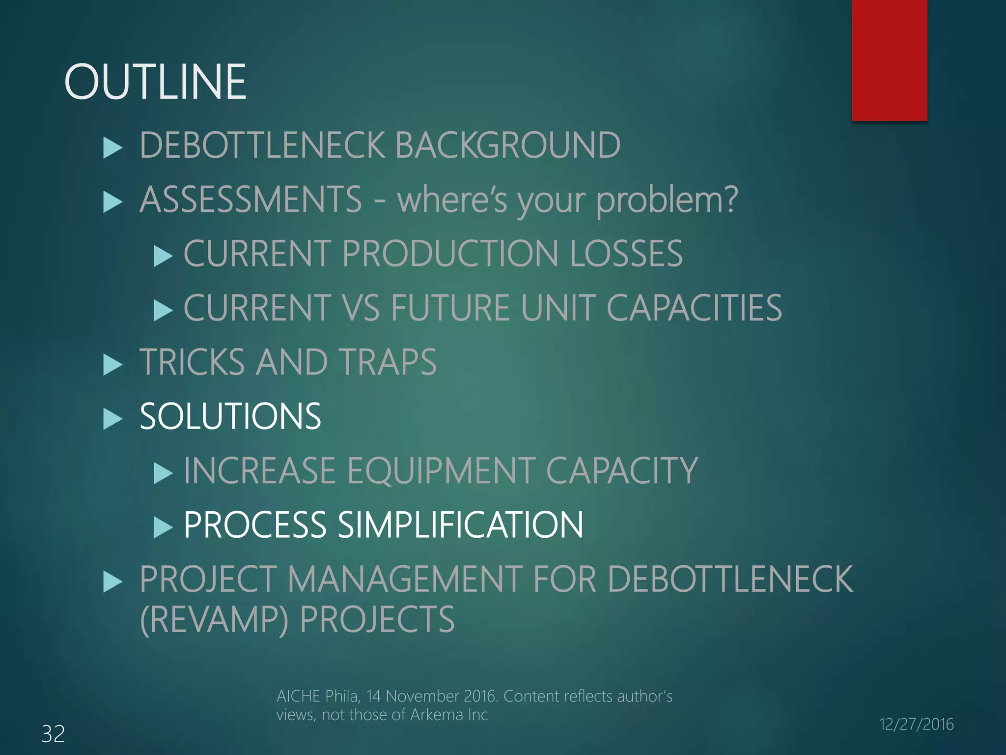 Chemical process debottlenecking | PPTX