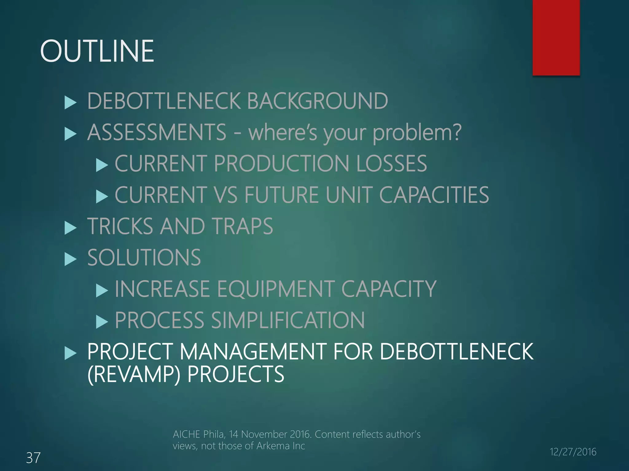 Chemical process debottlenecking | PPTX