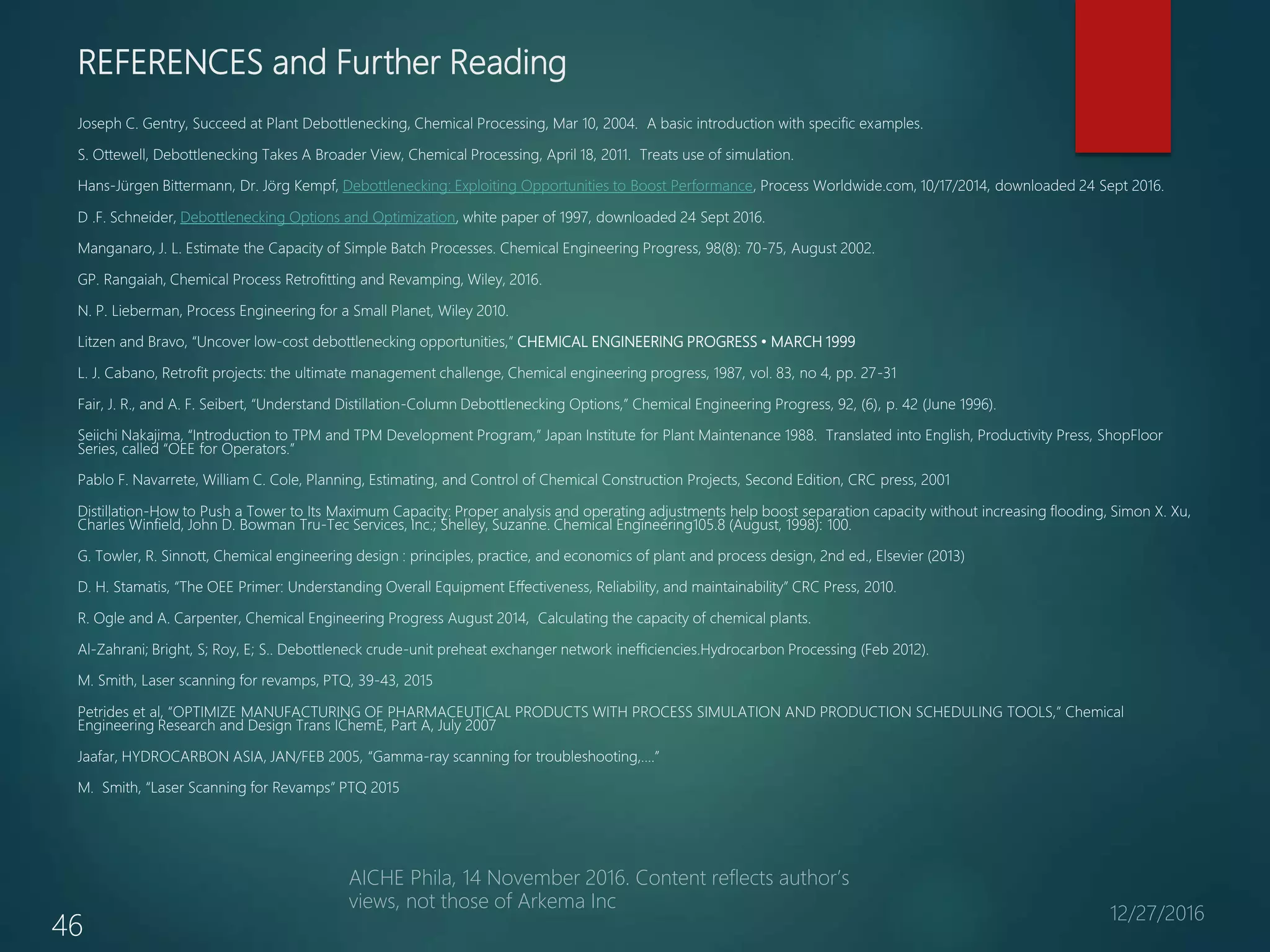 Chemical process debottlenecking | PPTX