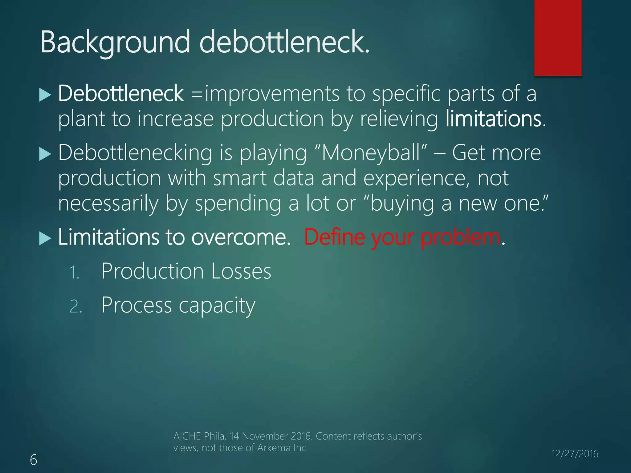 Chemical process debottlenecking | PPTX