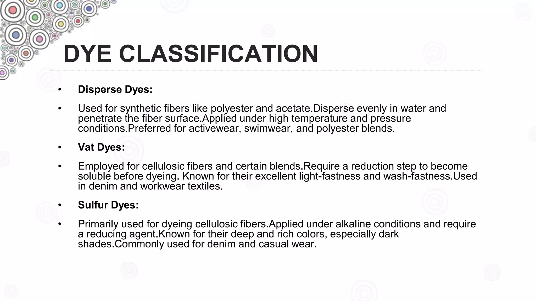 Types of dye and bond between dye and fibre in textile Chemical Processing | PPTX