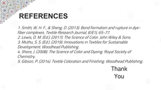 Types of dye and bond between dye and fibre in textile Chemical ...