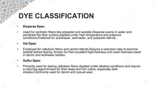 Types of dye and bond between dye and fibre in textile Chemical Processing | PPTX