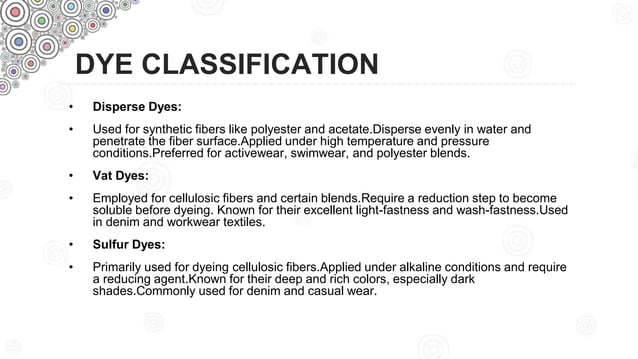 Types of dye and bond between dye and fibre in textile Chemical ...