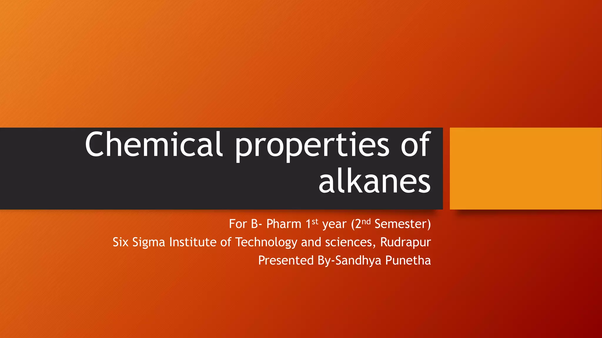 Chemical properties of alkanes | PPTX | Chemistry | Science