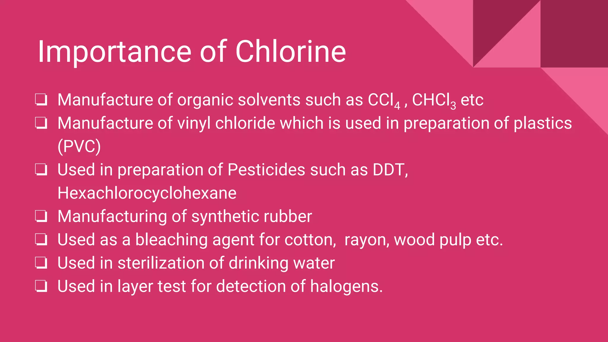Chemical Properties of Chlorine Gas | PPTX | Chemistry | Science