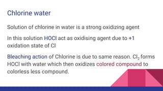 Chemical Properties of Chlorine Gas | PPTX | Chemistry | Science