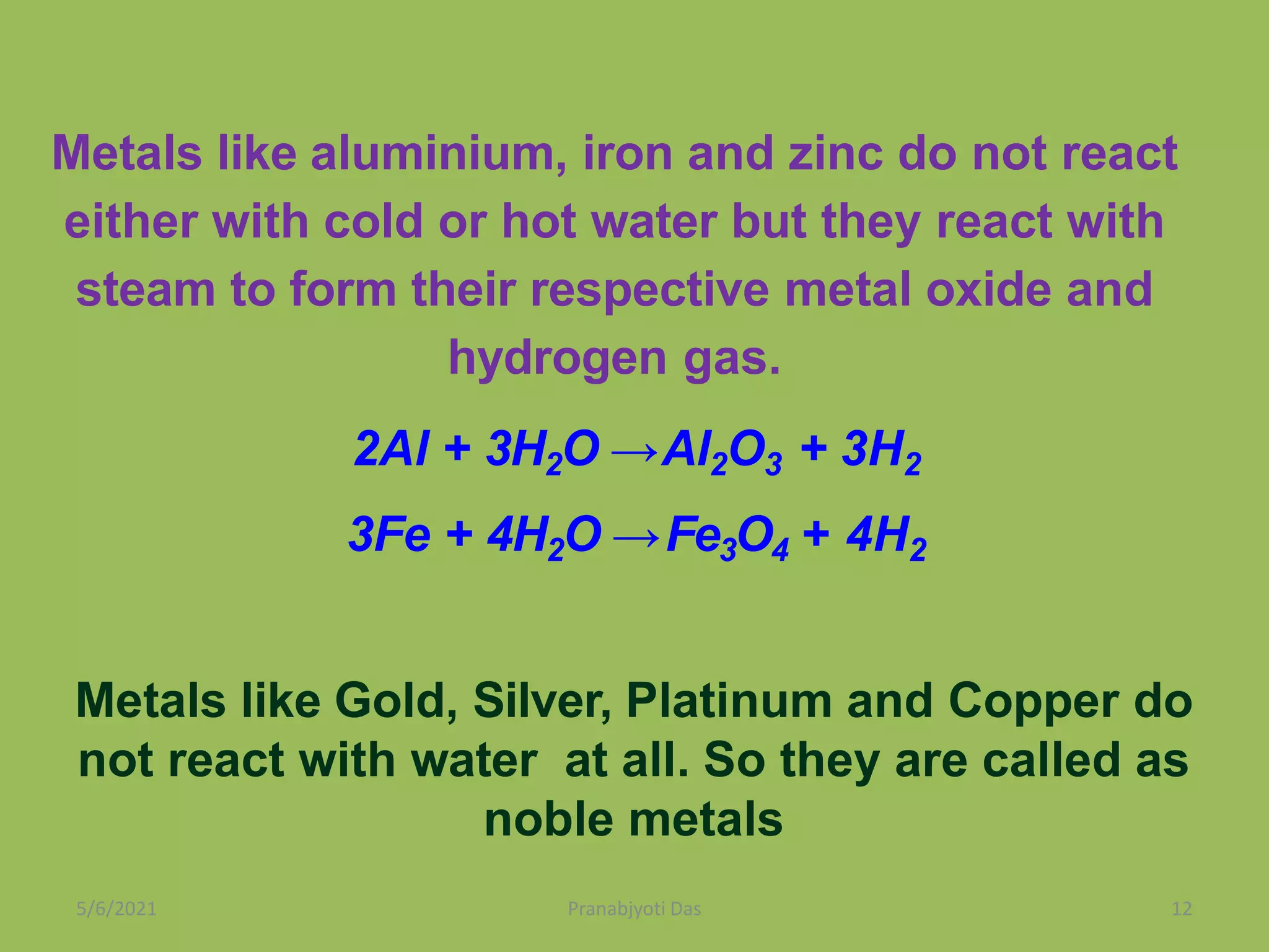 Chemical Properties of Metals (Class 10) | PPTX