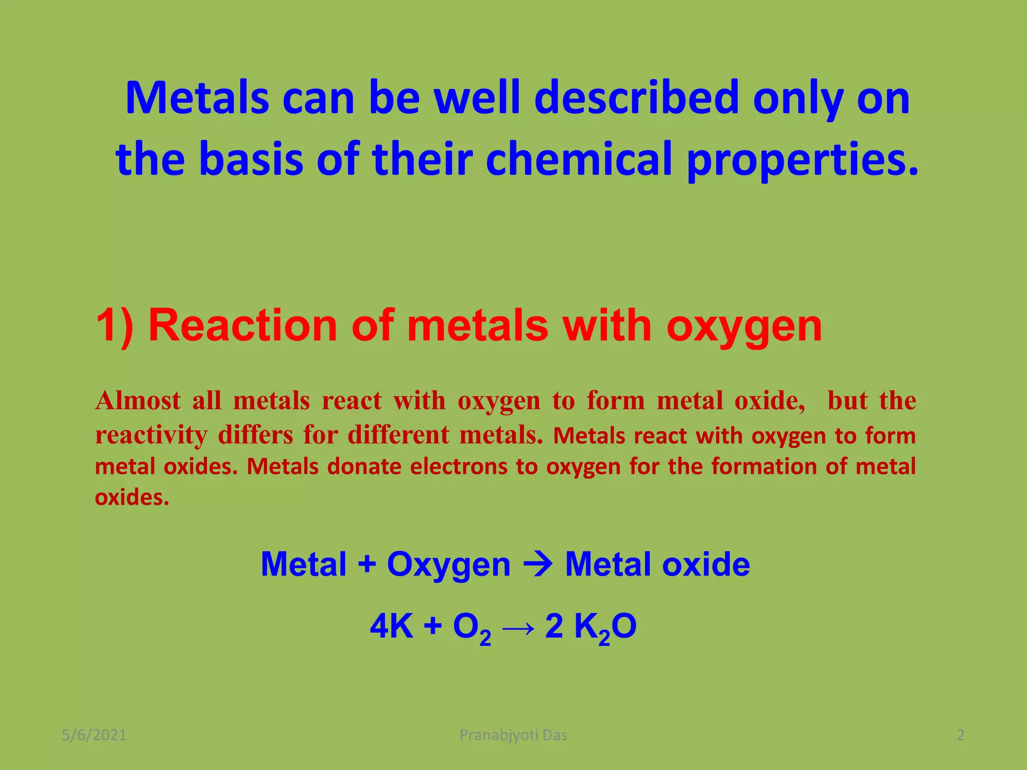 Chemical Properties of Metals (Class 10) | PPTX