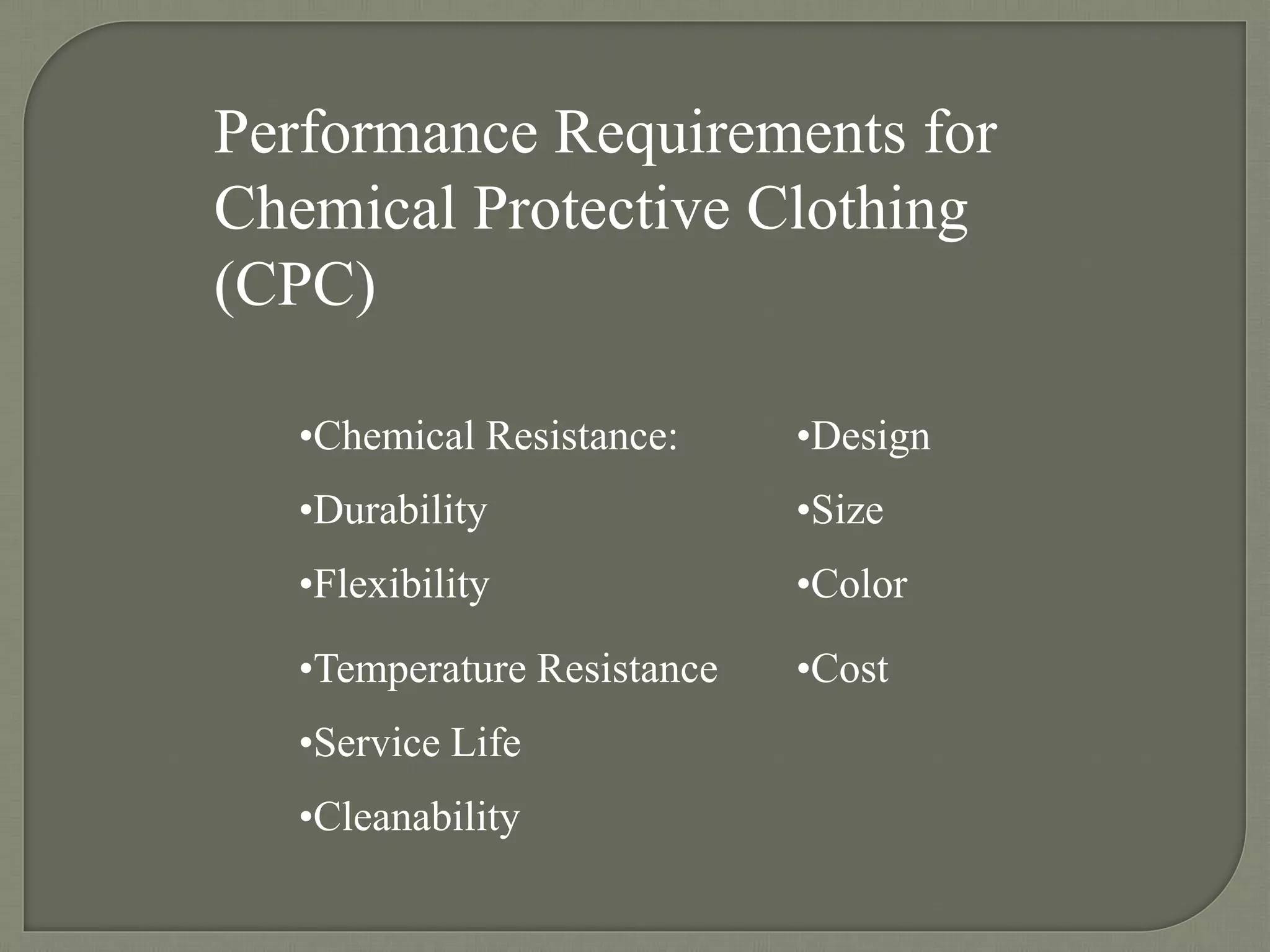 Chemical protective clothing (2) | PPT