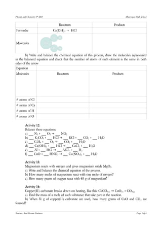 Chemical reaction activities | PDF