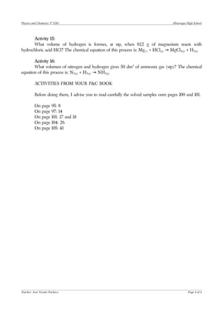 Chemical reaction activities | PDF